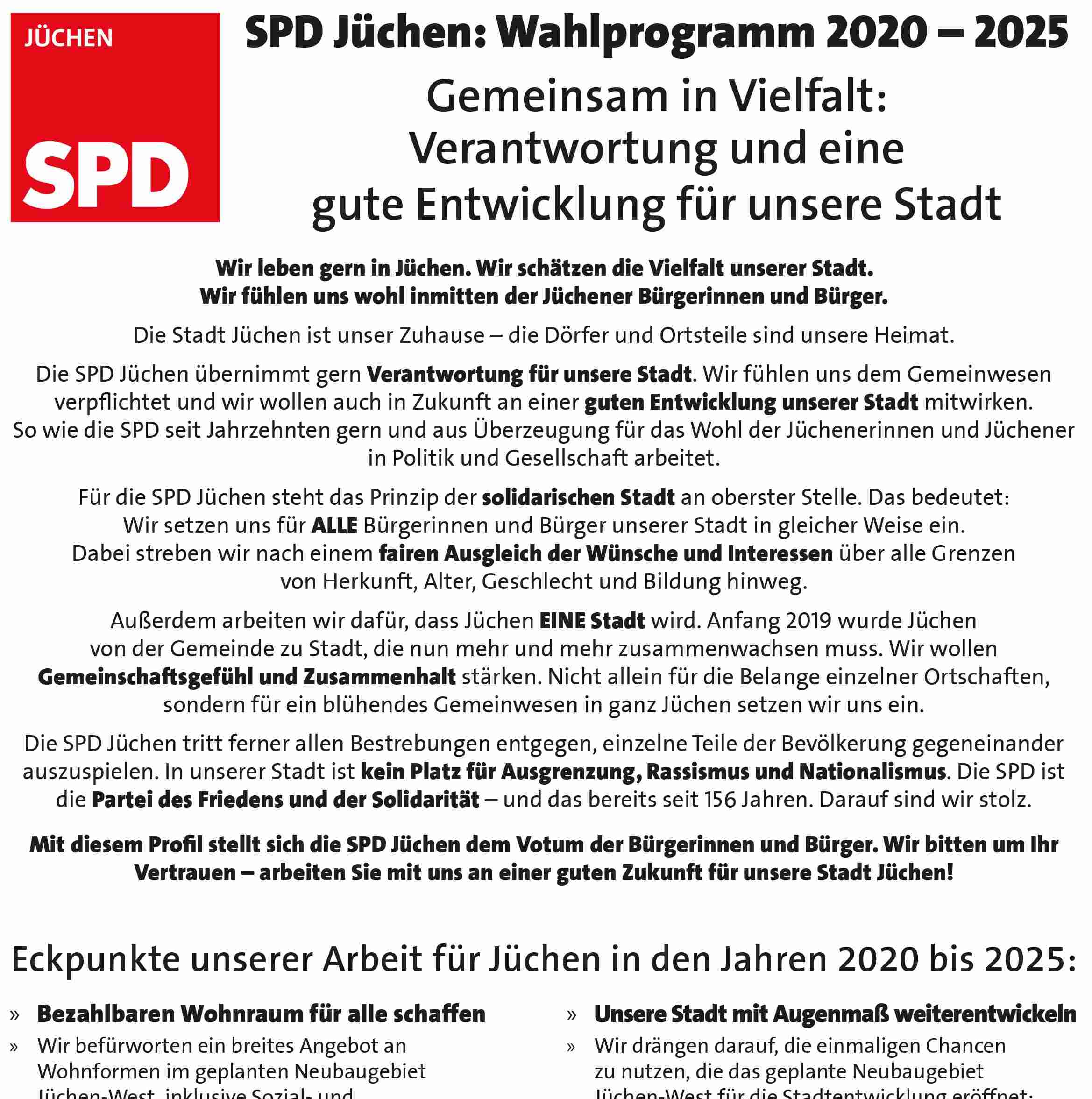 Unser Wahlprogramm 2020 – 2025: Wir wollen ein „Grünes Jüchen“ und mehr ...